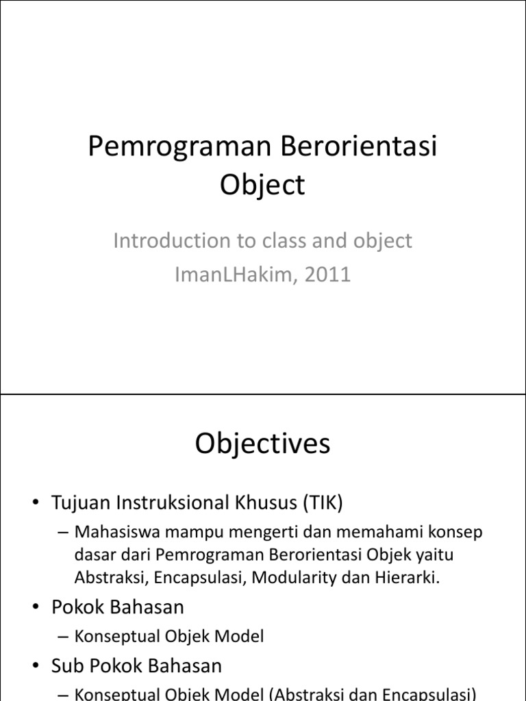 002 A Pemrograman Berorientasi Object Pdf Class Computer Programming Object