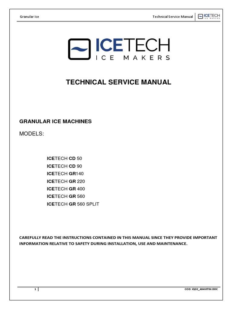 Technical Service Manual: Granular Ice Machines | PDF | Ice | Mains ...