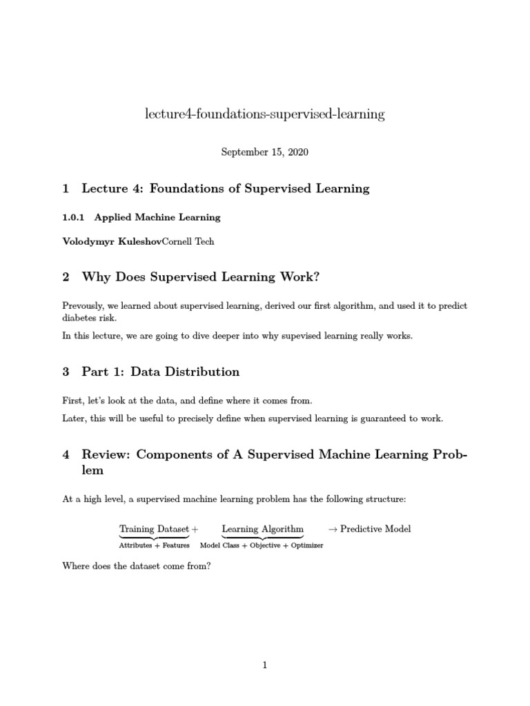 Lecture4 Foundations Supervised Learning | PDF | Applied Mathematics | Statistical Theory