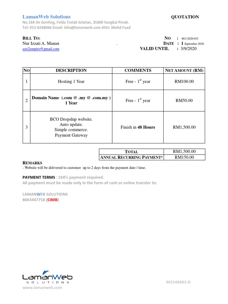 Web Development Quotation 2020 | PDF