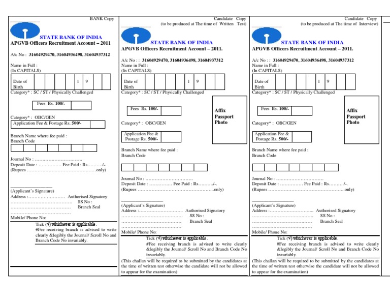 SBI Challan Form - Os | PDF | Business