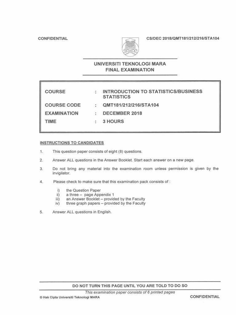 Sta104 Dec 2018 PDF | PDF