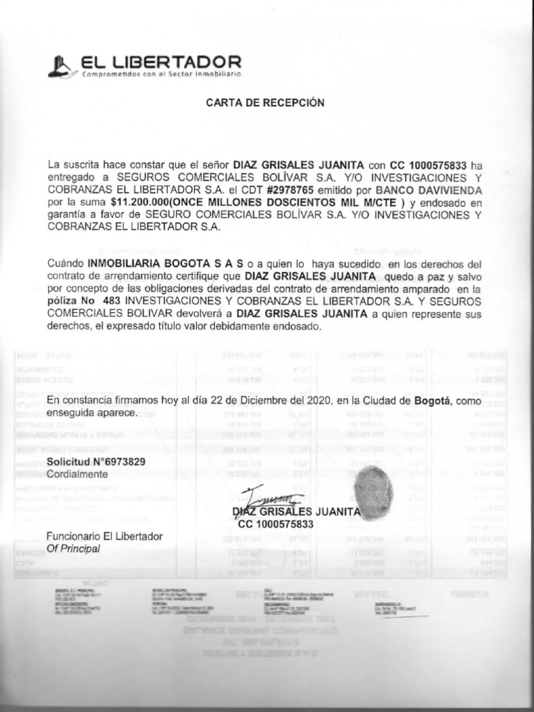 Carta de Recepcion | PDF