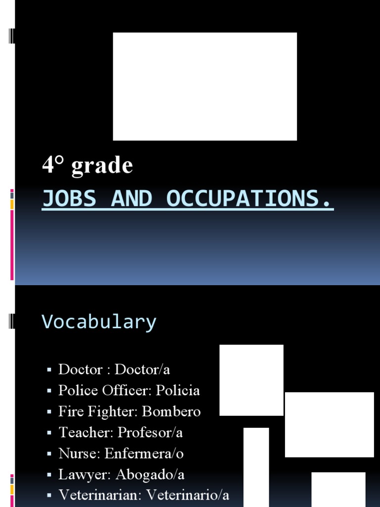 4th Grade Jobs & Occupations Vocabulary in English & Spanish | PDF