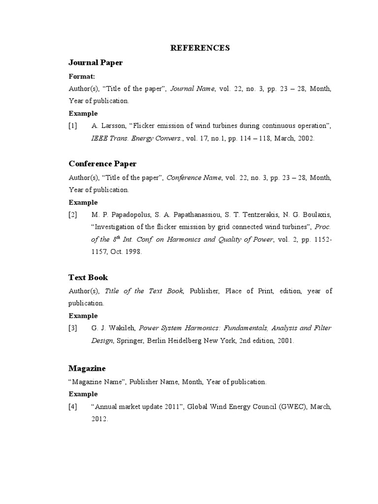References Journal Paper: Format | PDF