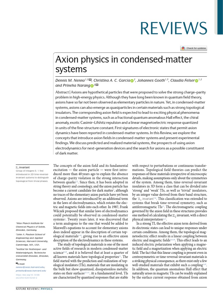 Axion Physics in Condensed-Matter | PDF | Quantum Field Theory | Magnetism