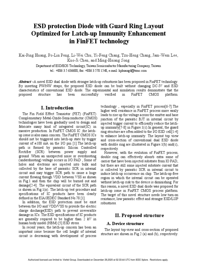Esd Protection Diode With Guard Ring Layout Optimized For Latch-Up ...