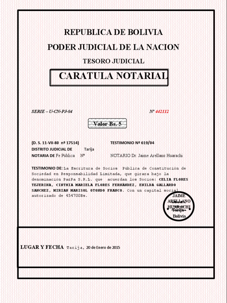Caratula Notarial | PDF