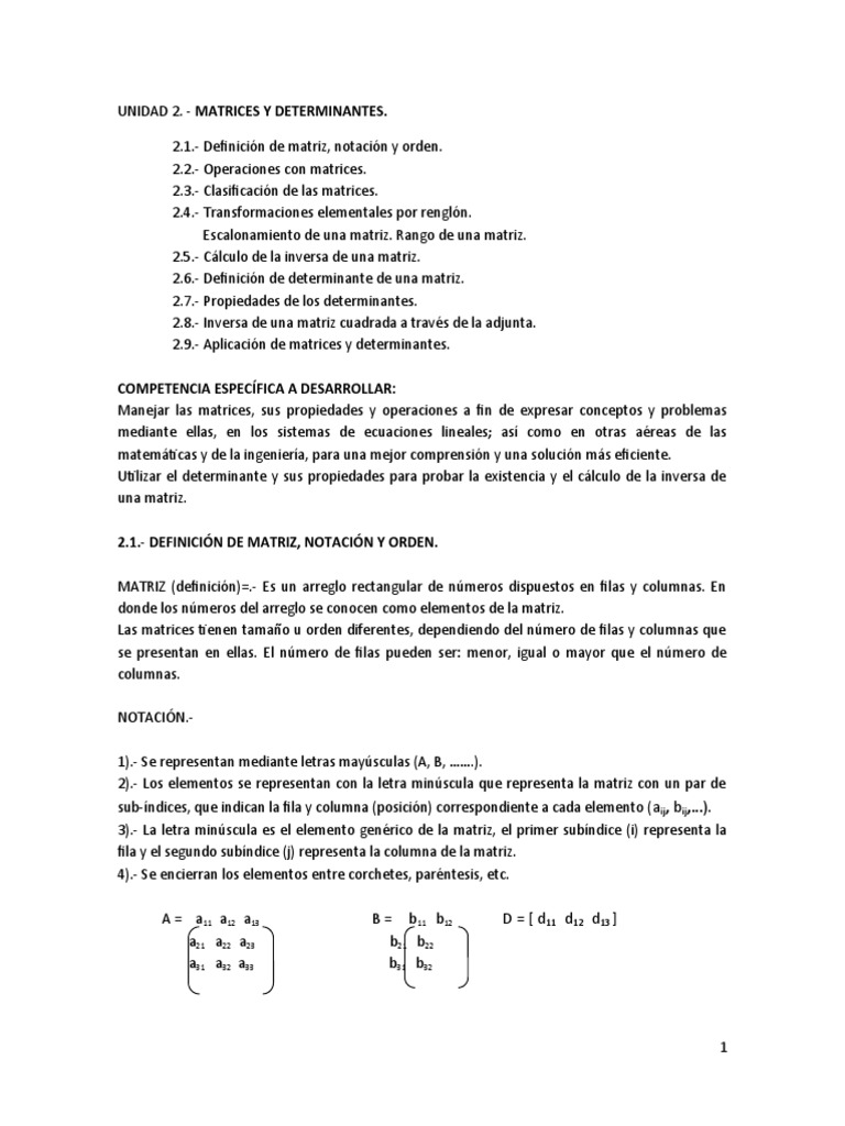 Algebra Lineal Unidad 2 | PDF | Matriz (Matemáticas) | Determinante