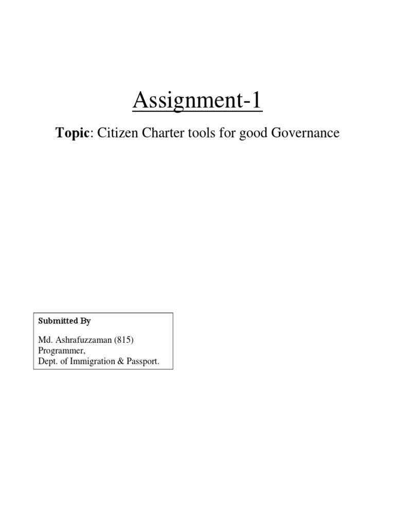 Citizen Charters for Good Governance | PDF | Good Governance | Governance