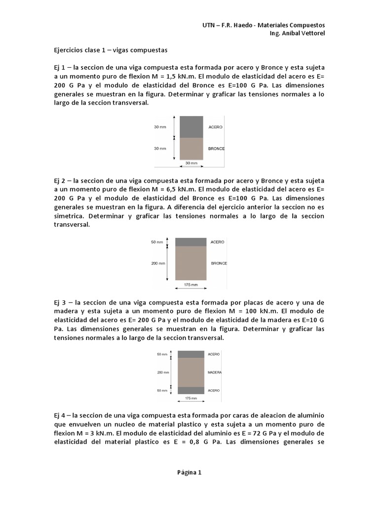 Clase 01 - Vigas Compuestas - Ejercicios | PDF