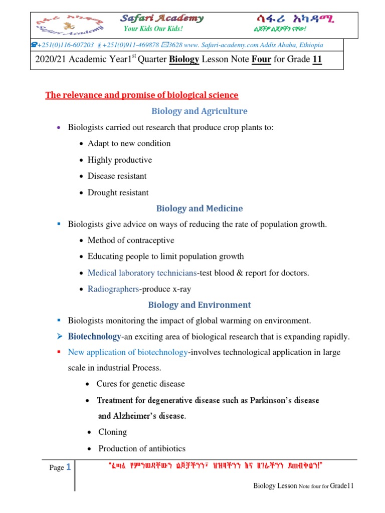 Biology Lesson Note Four For Grade 11.dox. | PDF | Management Of Hiv ...