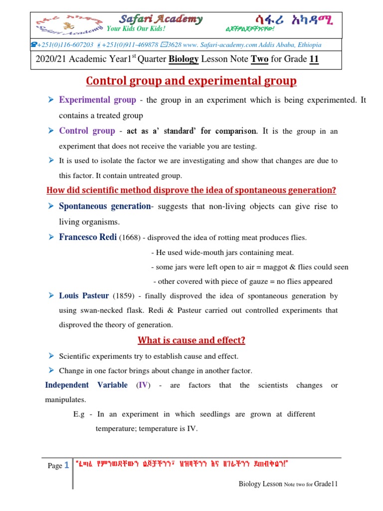 Biology Lesson Note Two For Grade 11.dox. | PDF | Experiment | Inquiry