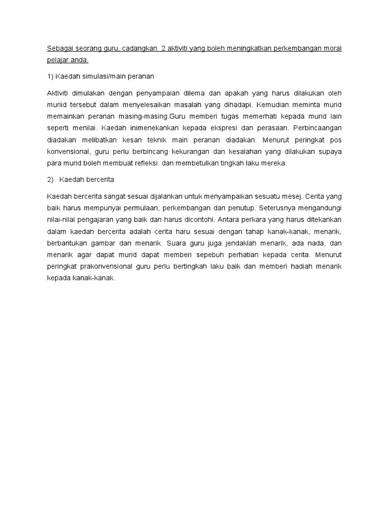 Tuto Aktiviti Perkembangan Moral | PDF