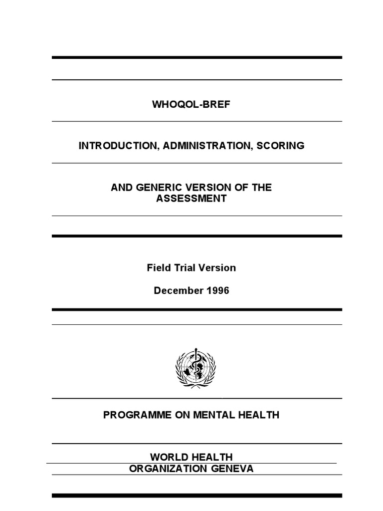 Whoqol Bref | PDF | Quality Of Life | Psychological Concepts