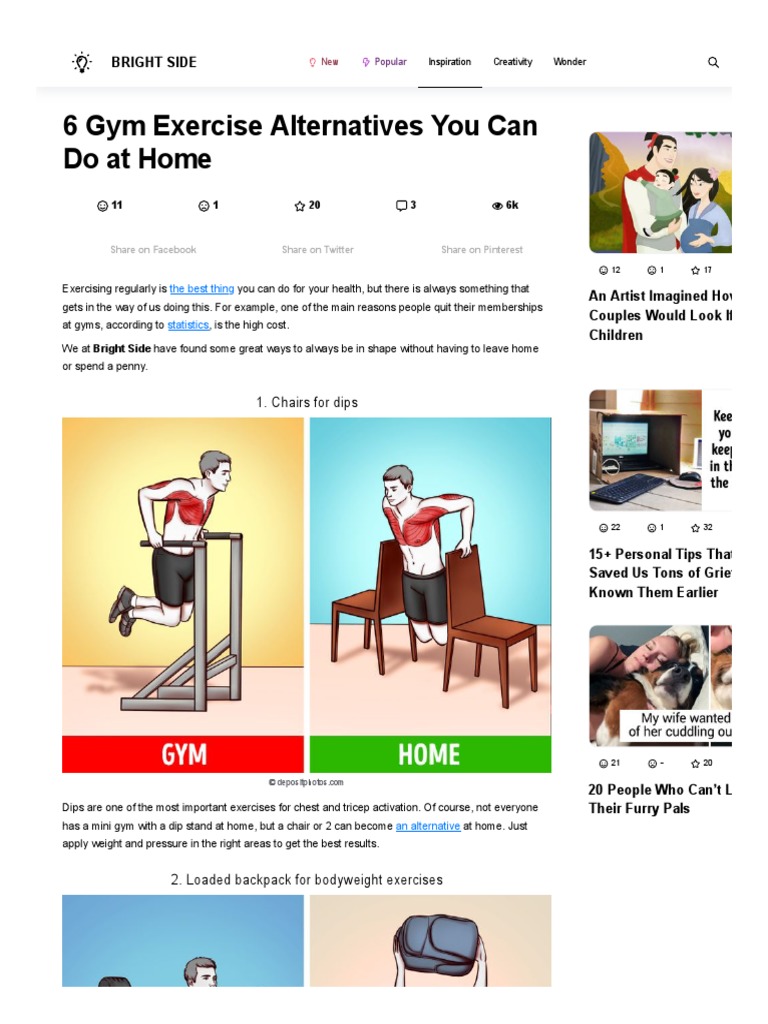 6 Gym Exercise Alternatives You Can Do at Home | PDF | Physical Fitness ...