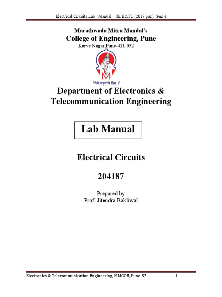 Elc Mmcoe Lab Manual-Tutorials | PDF | Electric Motor | Electric Generator