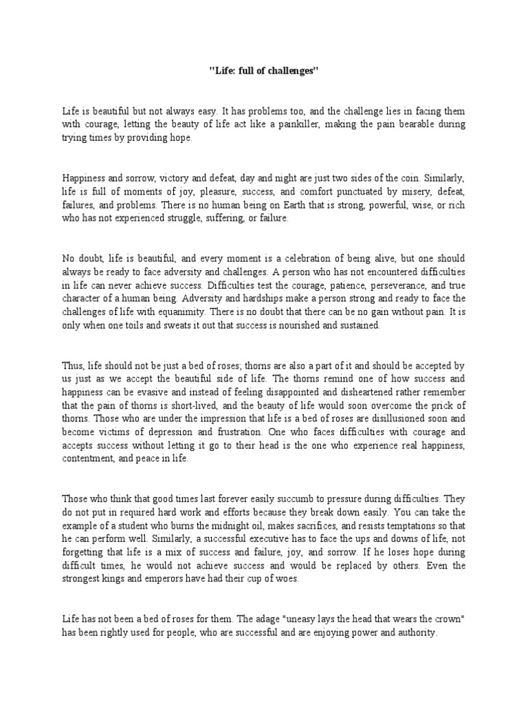 Life Is Full of Challenges | PDF | Courage | Happiness