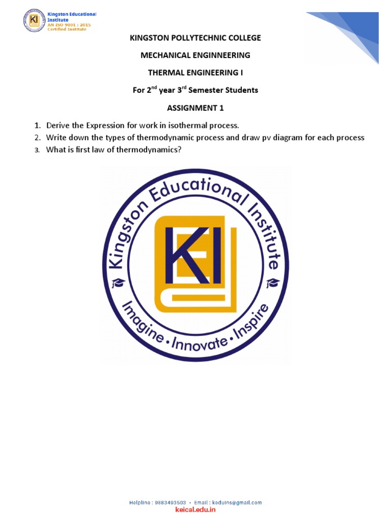 Thermal Engineering Assignment Guide | PDF