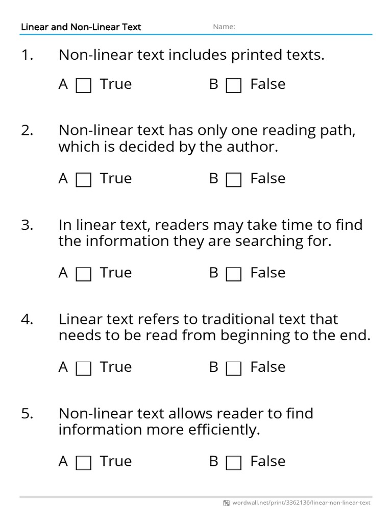 Linear vs Non-Linear Text Quiz | PDF