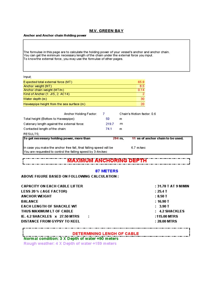 Holding Power Calculation | PDF | Anchor | Water Transport