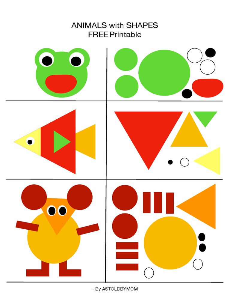 Animals With Shapes Free Printable: - by Astoldbymom | PDF