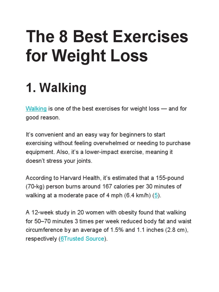 Top 8 Exercises for Effective Weight Loss | PDF | High Intensity ...