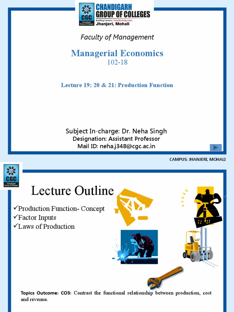 Managerial Economics: Faculty of Management | PDF | Production Function ...