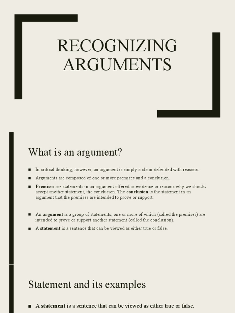 Recognizing Arguments | PDF | Argument | Reason