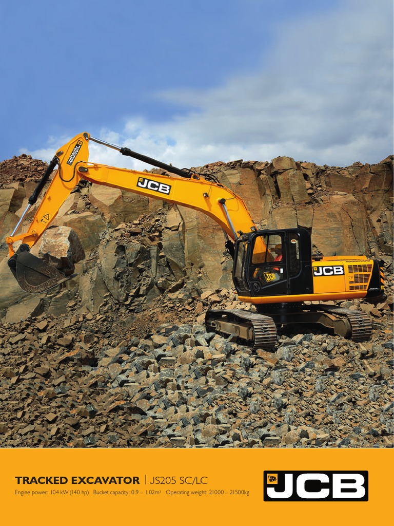 Specification Sheet for JS205 SC/LC Tracked Excavator: Key Features and ...