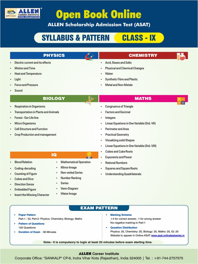 Open Book Online: Syllabus & Pattern Class - Ix | PDF