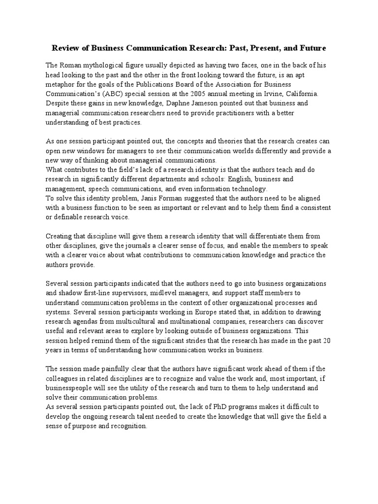 Business Communication Research Review | PDF | Doctor Of Philosophy ...