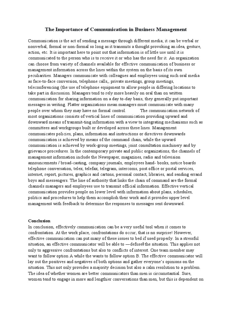 Review - The Importance of Communication in Business Management | PDF ...