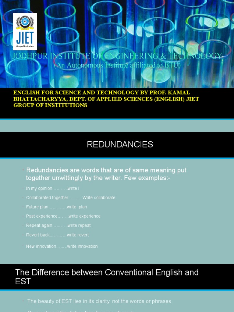 English For Science and Technology by Prof. Kamal Bhattacharyya, Dept ...