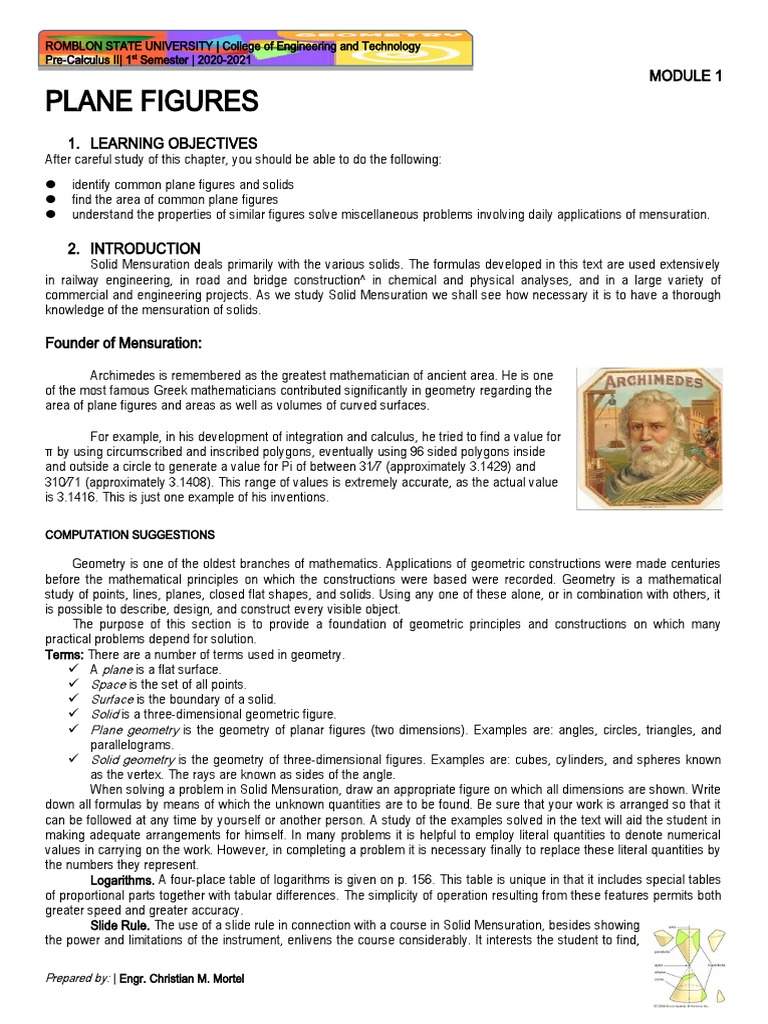 Calculating Areas of Plane Figures: A Collection of Worked Examples ...