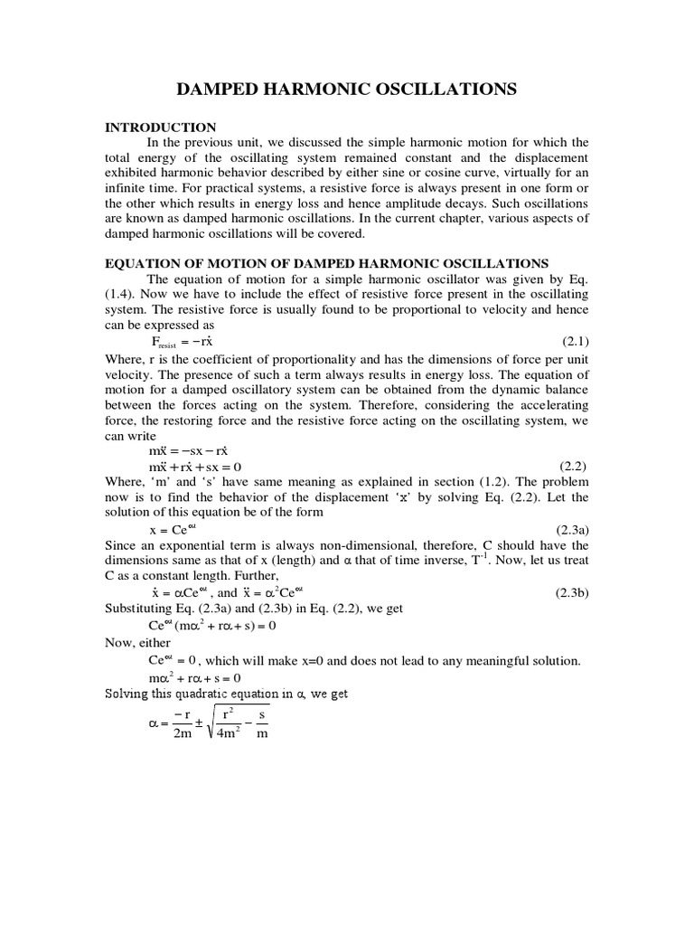 Damped Oscillations | PDF | Physics | Mechanics