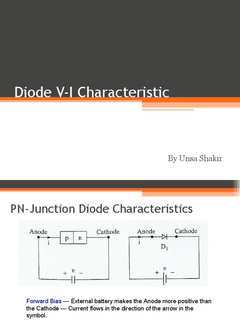 Diode V-I Characteristic: by Unsa Shakir | PDF | P–N Junction | Cathode