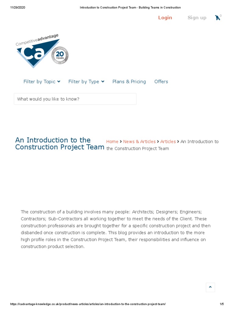 Introduction To Construction Project Team - Building Teams in ...