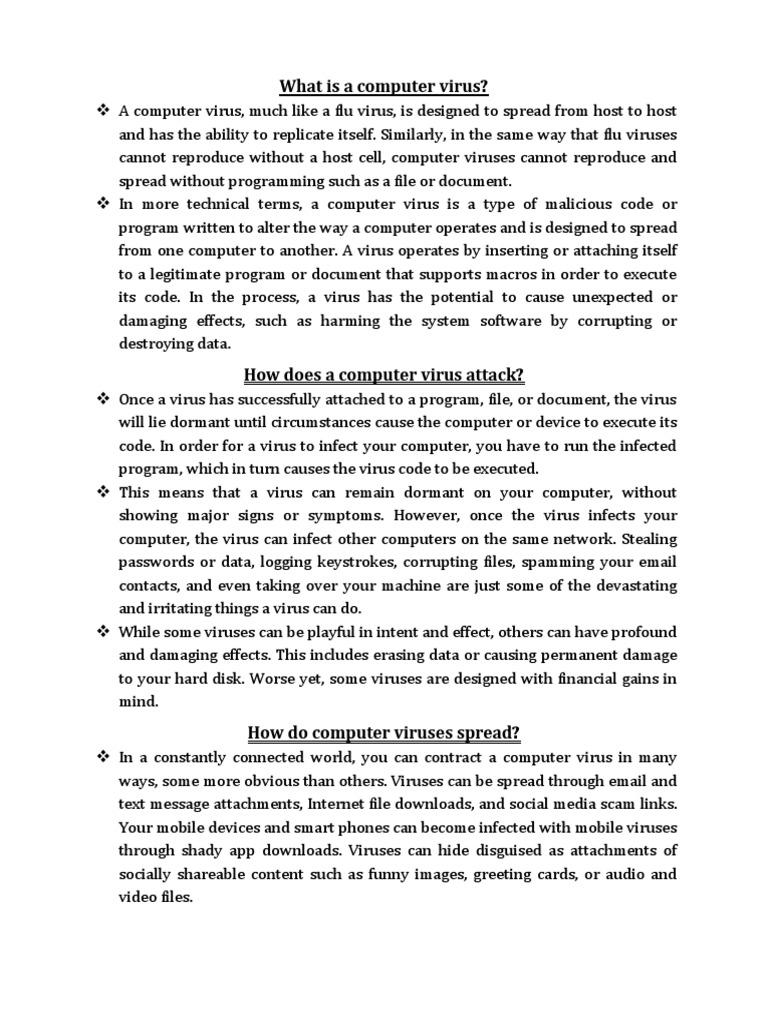 What Is A Computer Virus | PDF | Computer Virus | Antivirus Software