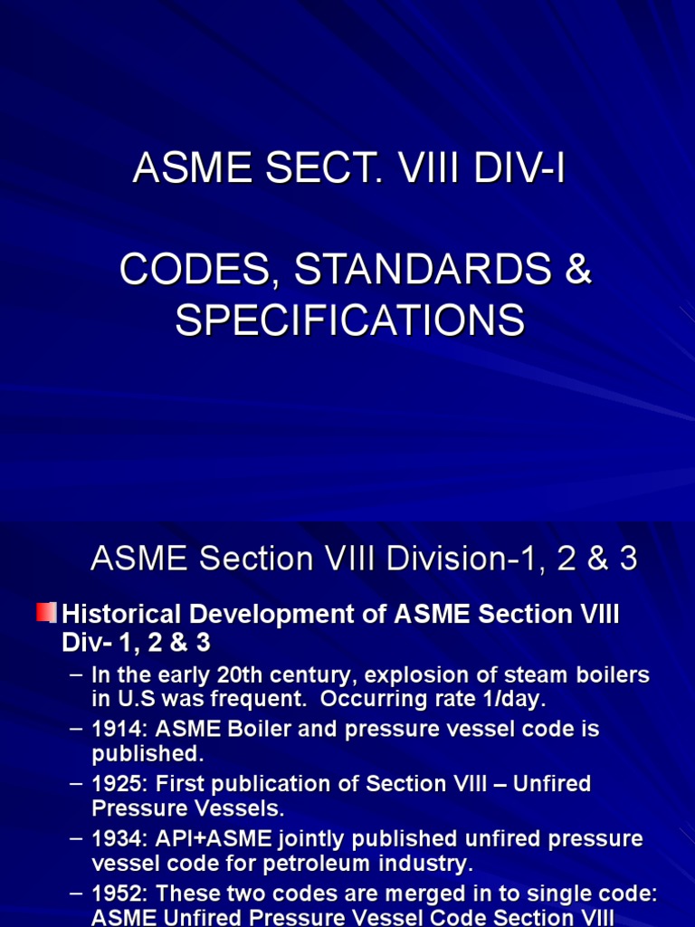 Asme Sect. Viii Div-I Codes, Standards & Specifications | PDF | Heat ...