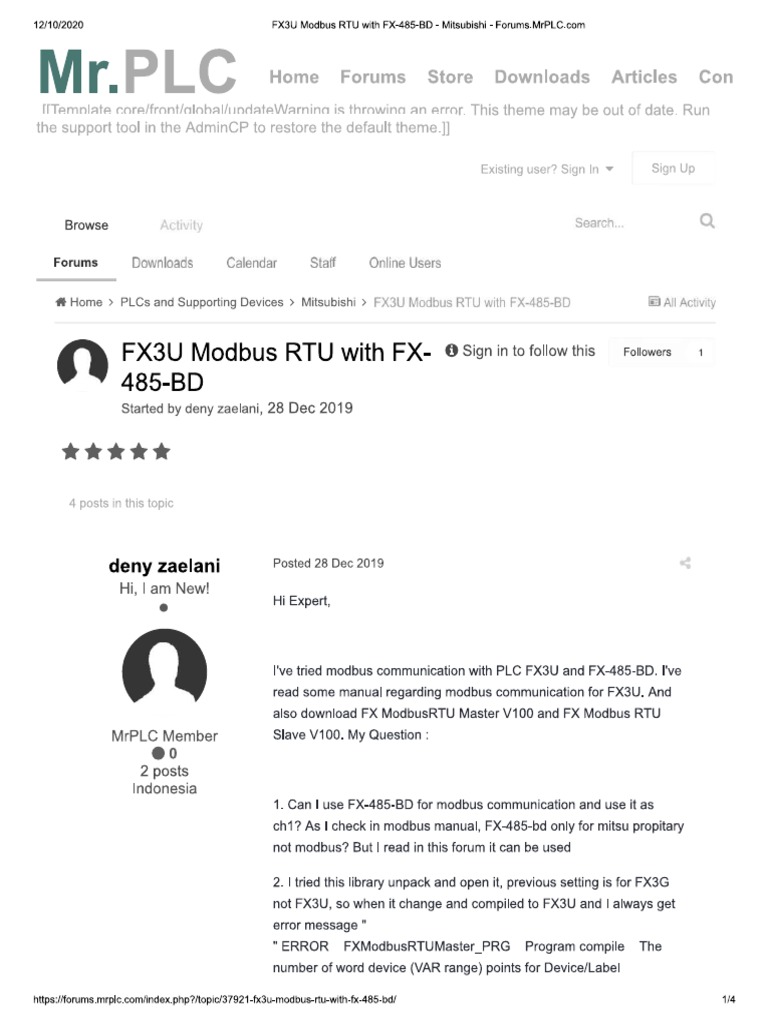 FX3U Modbus RTU With FX-485-BD - Mitsubishi | PDF