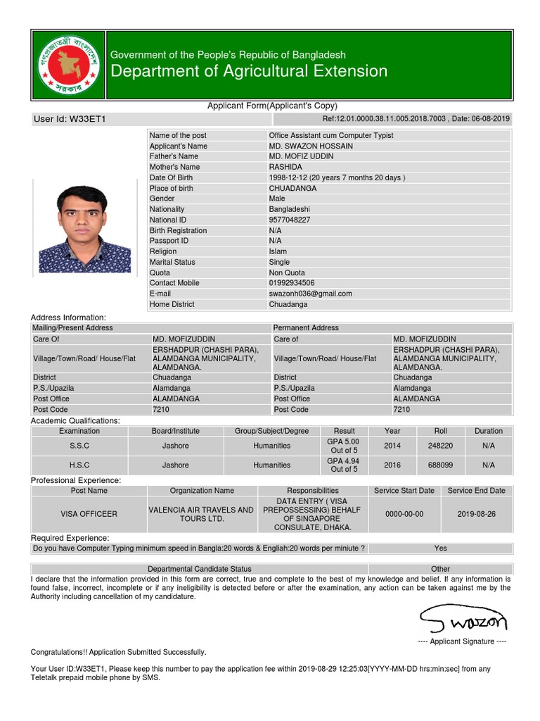 Applicant | PDF | Personal Identification Number | Computing And ...