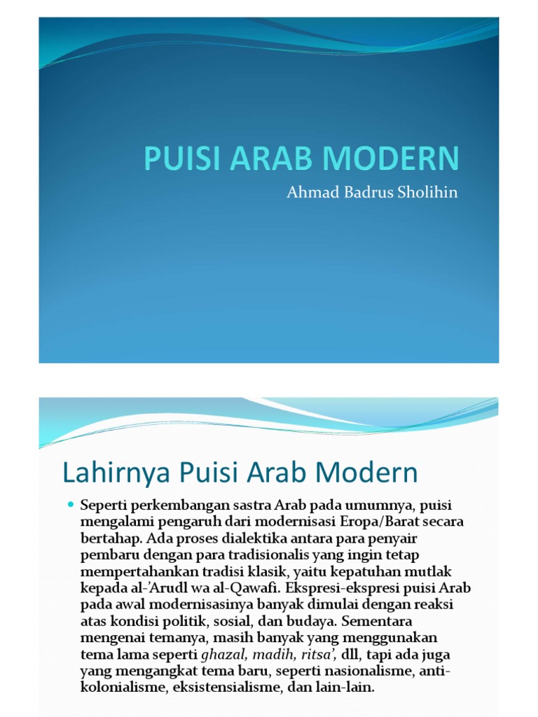 Al-Adab Al-Mu'ashir - Puisi Arab Modern | PDF