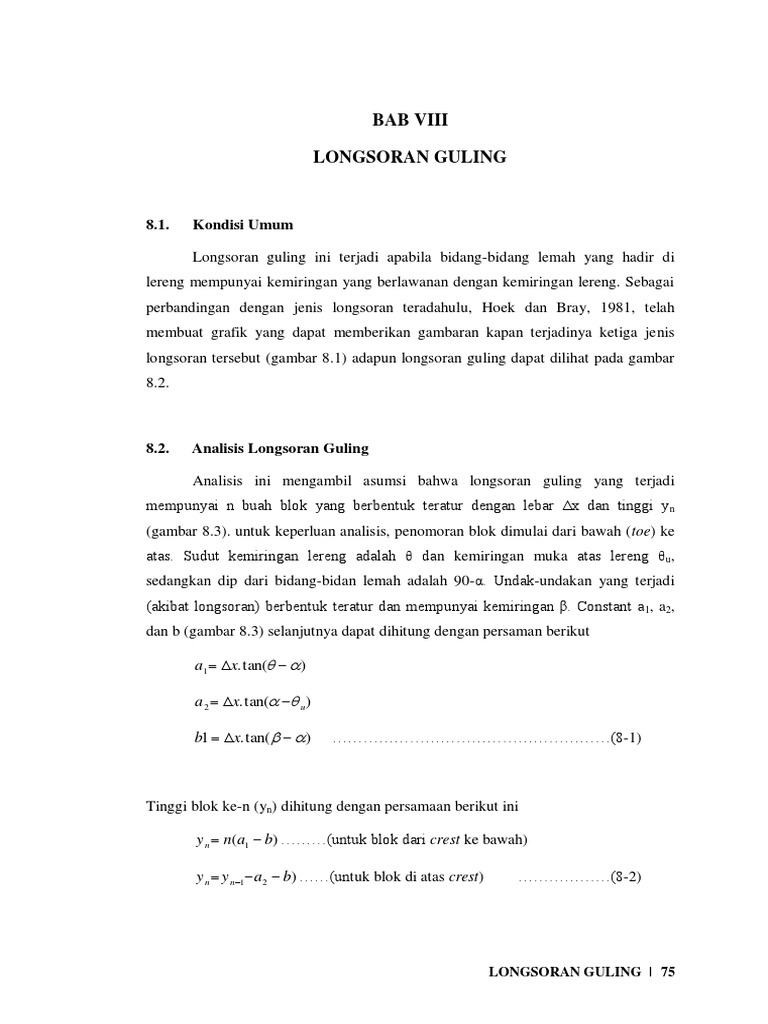 Analisis Longsoran Guling pada Lereng | PDF