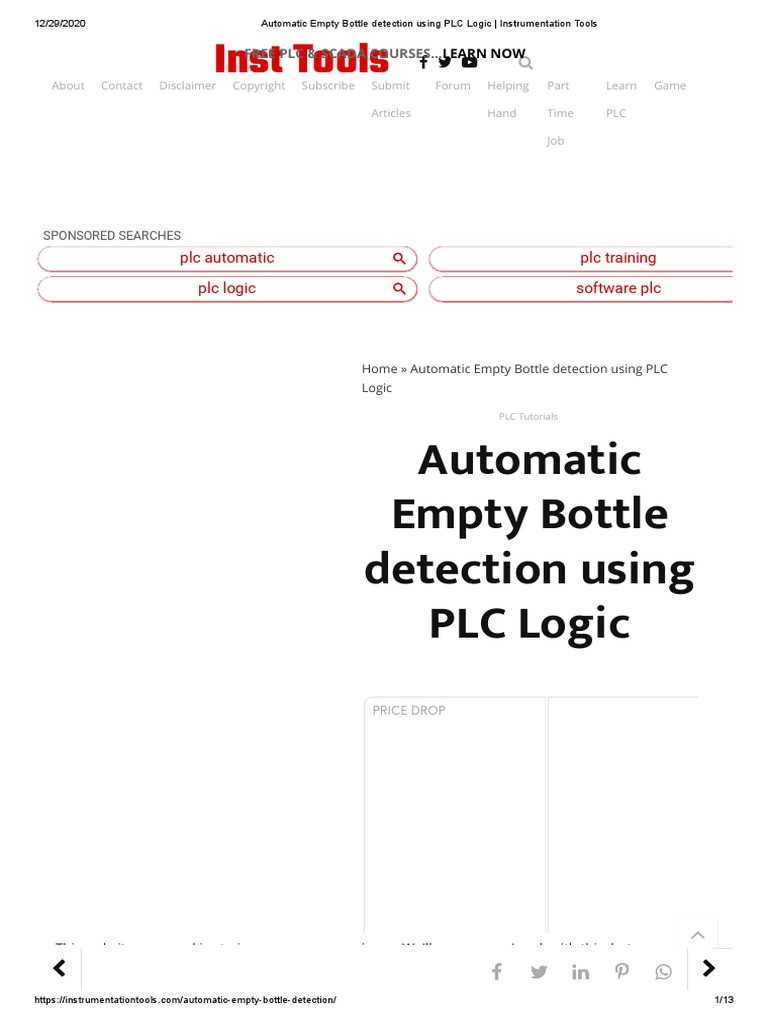 Automatic Empty Bottle Detection Using PLC Logic - Instrumentation Tools | PDF | Programmable ...
