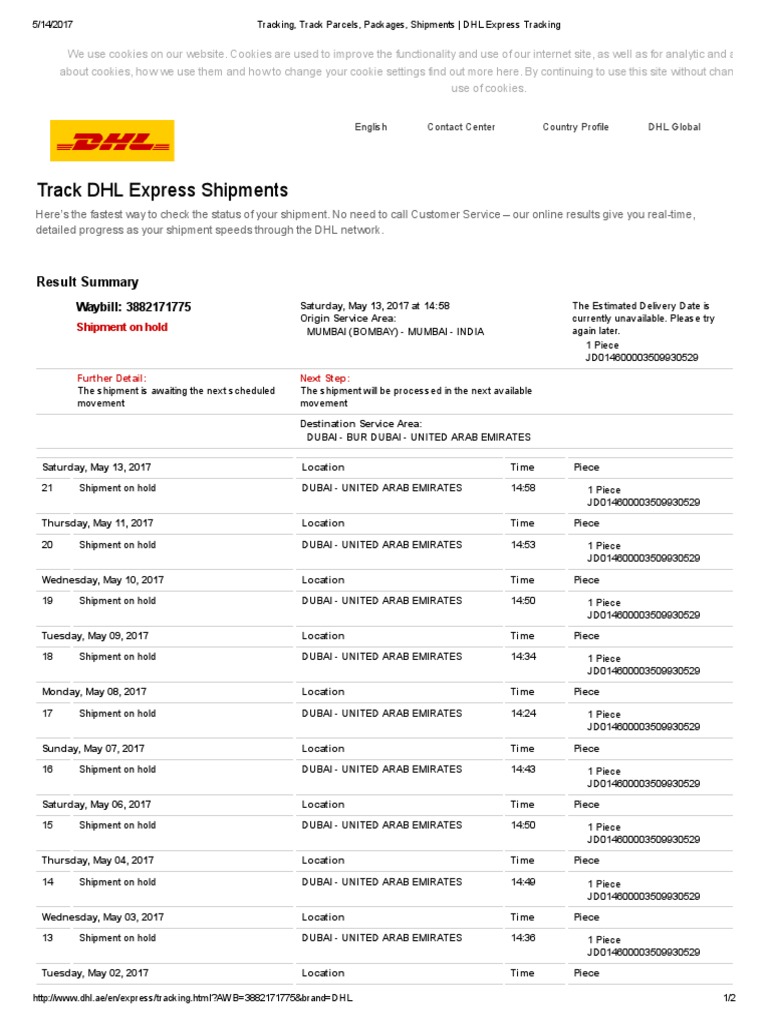 Tracking, Track Parcels, Packages, Shipments - DHL Express Tracking ...