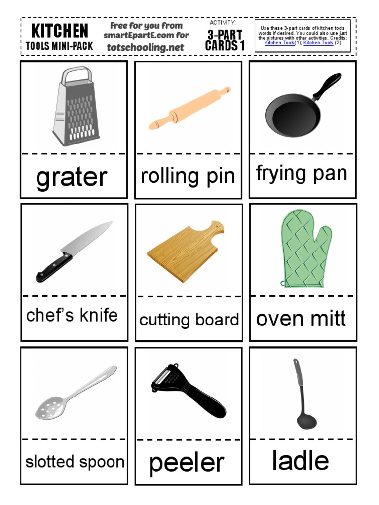 Free - Kitchen Tools Cards PDF | PDF | Spoon | Kitchen