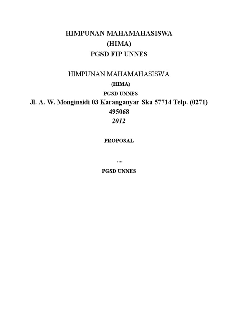 Proposal Kegiatan HIMA PGSD UNNES | PDF