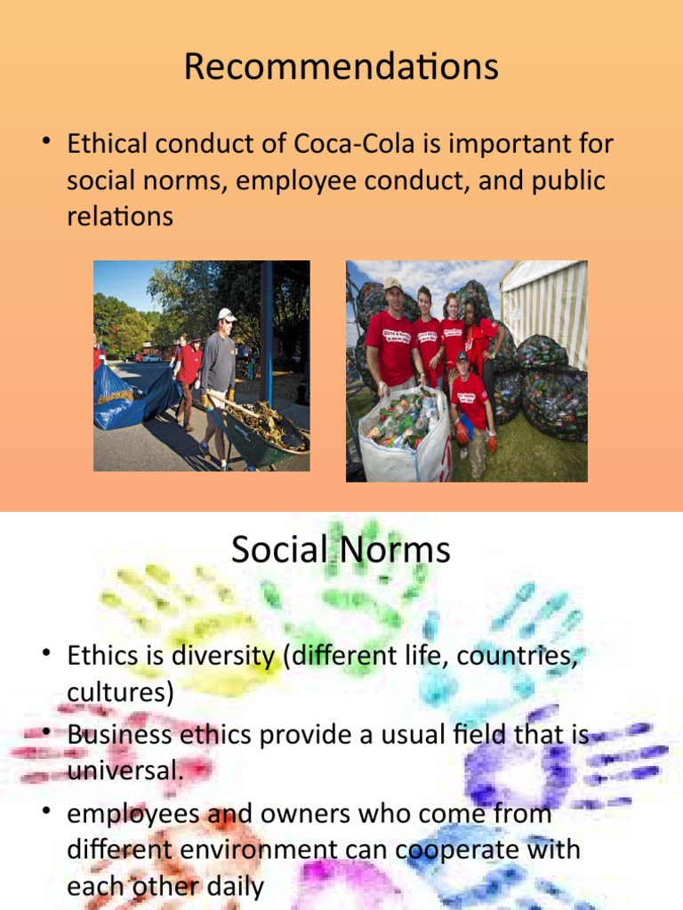 Recommendations: - Ethical Conduct of Coca-Cola Is Important For Social ...
