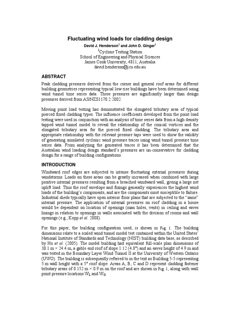 Wind Load Analysis for Cladding Design | PDF | Wind Tunnel | Pressure